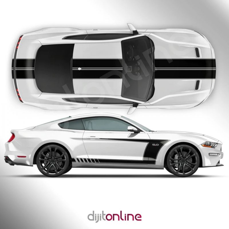 Racing Top Stripes / Side Graphics decals set, for Ford Mustang 2015 ...